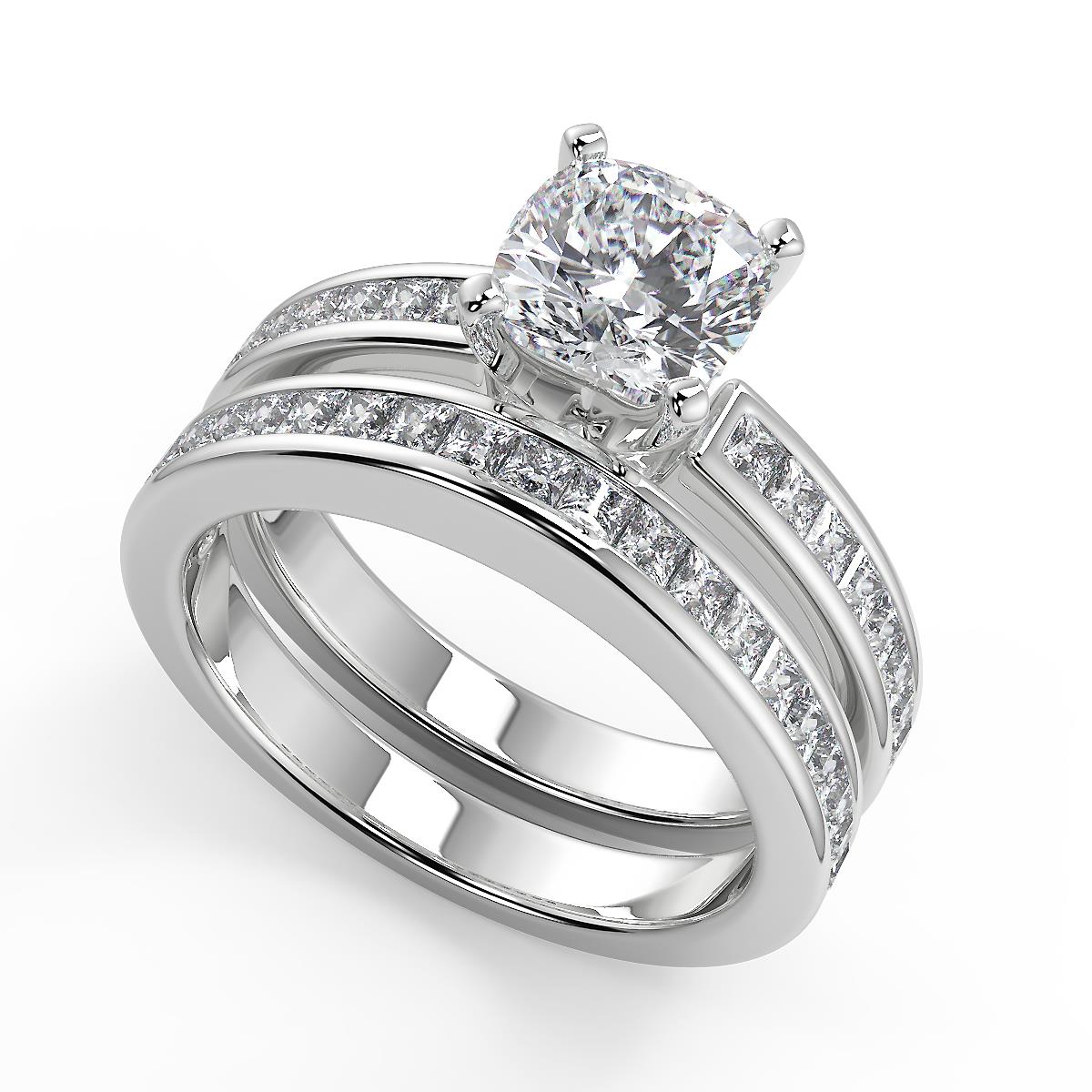 2.7 Ct Cushion Cut Channel 4 Prong Diamond Engagement Ring VS2 F Treated eBay