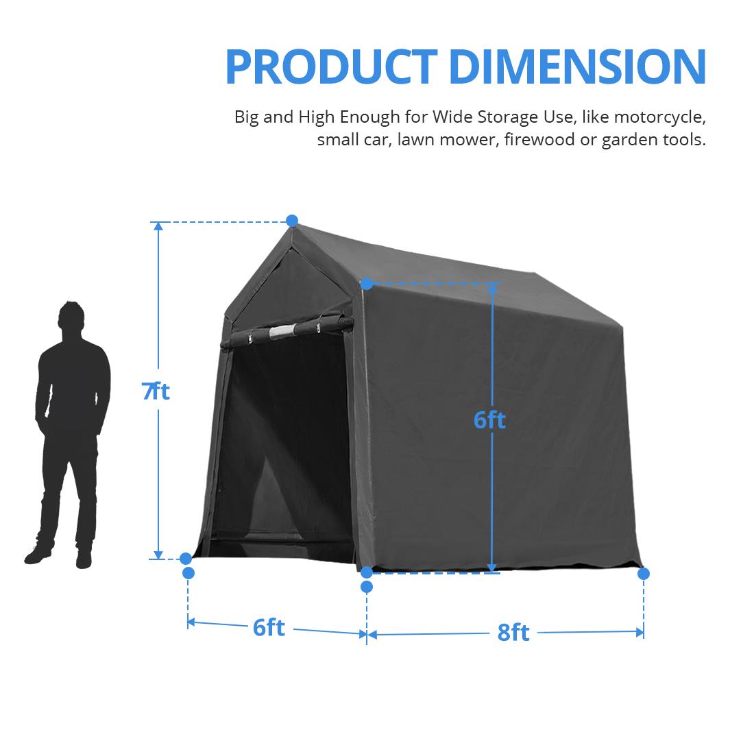 6x8/7x12/8x14/10x10 Outdoor Storage Shelter Shed Carport Canopy Garage ...