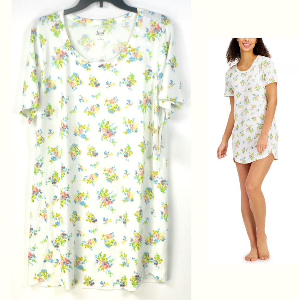 Jenni Womens Printed Short Sleeve Sleepshirt Nightgown Choose Color ...