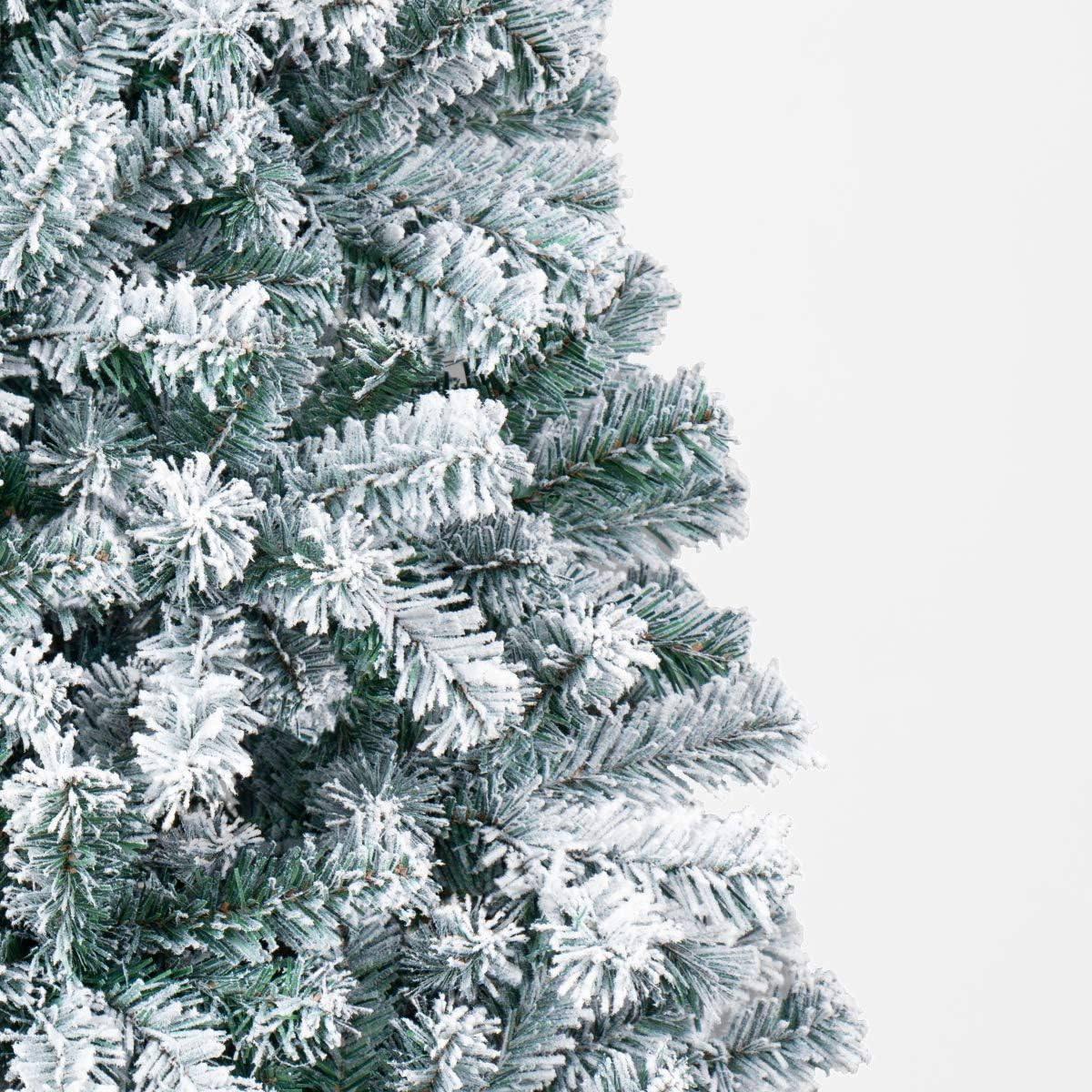 Snow Flocked Artificial Slim Christmas Tree Hinged Snowy Pencil ...