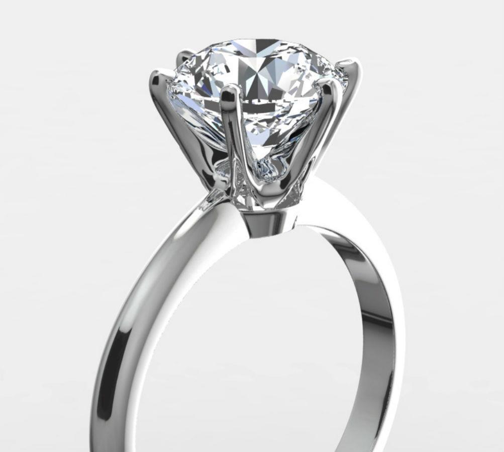 DIAMOND SOLITAIRE RING 2 CARAT ROUND VS1 F EXCELLENT CUT 14K WHITE GOLD ...