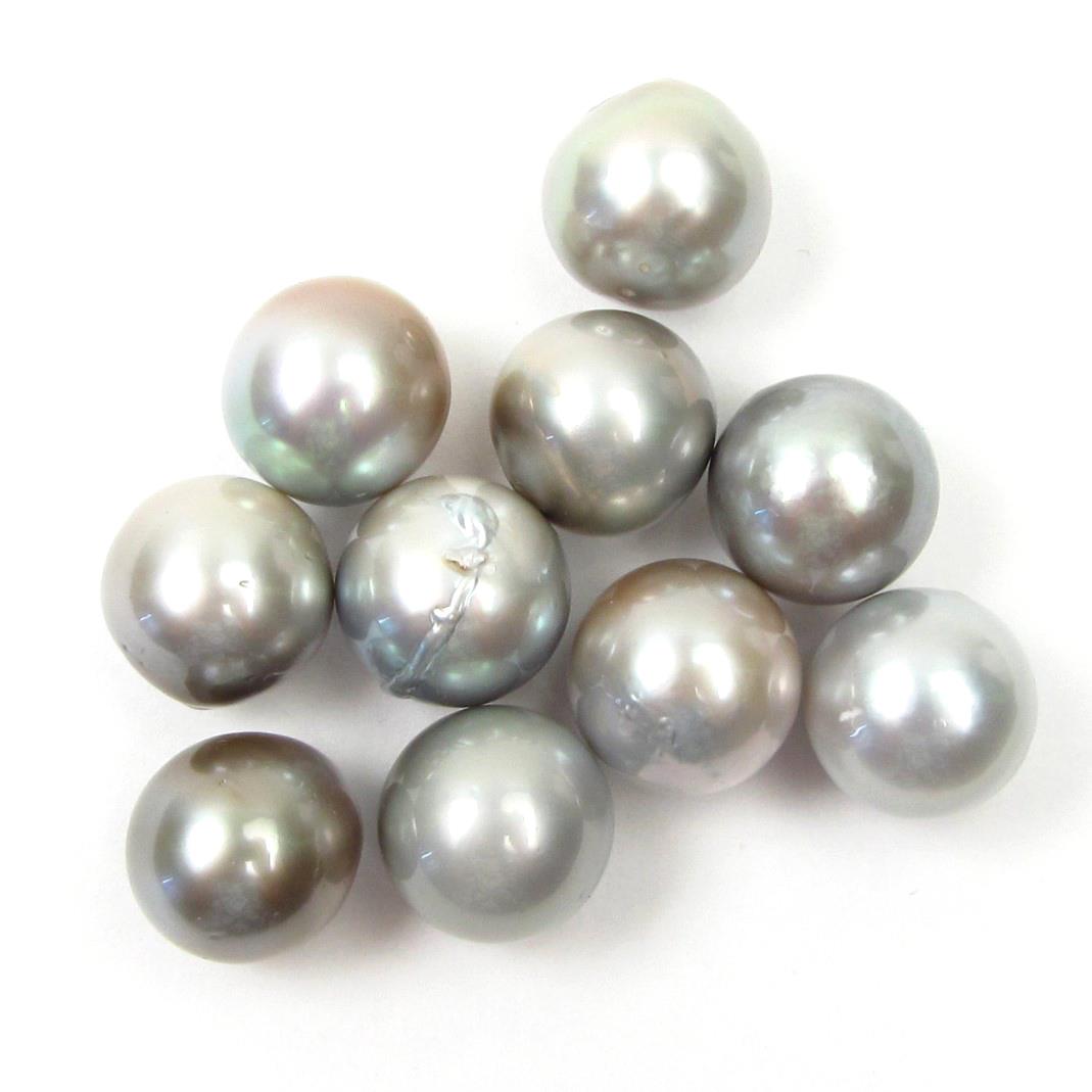 10 pcs Undrilled 12-13mm Loose Silver / Gray Round Tahitian Pearls | eBay