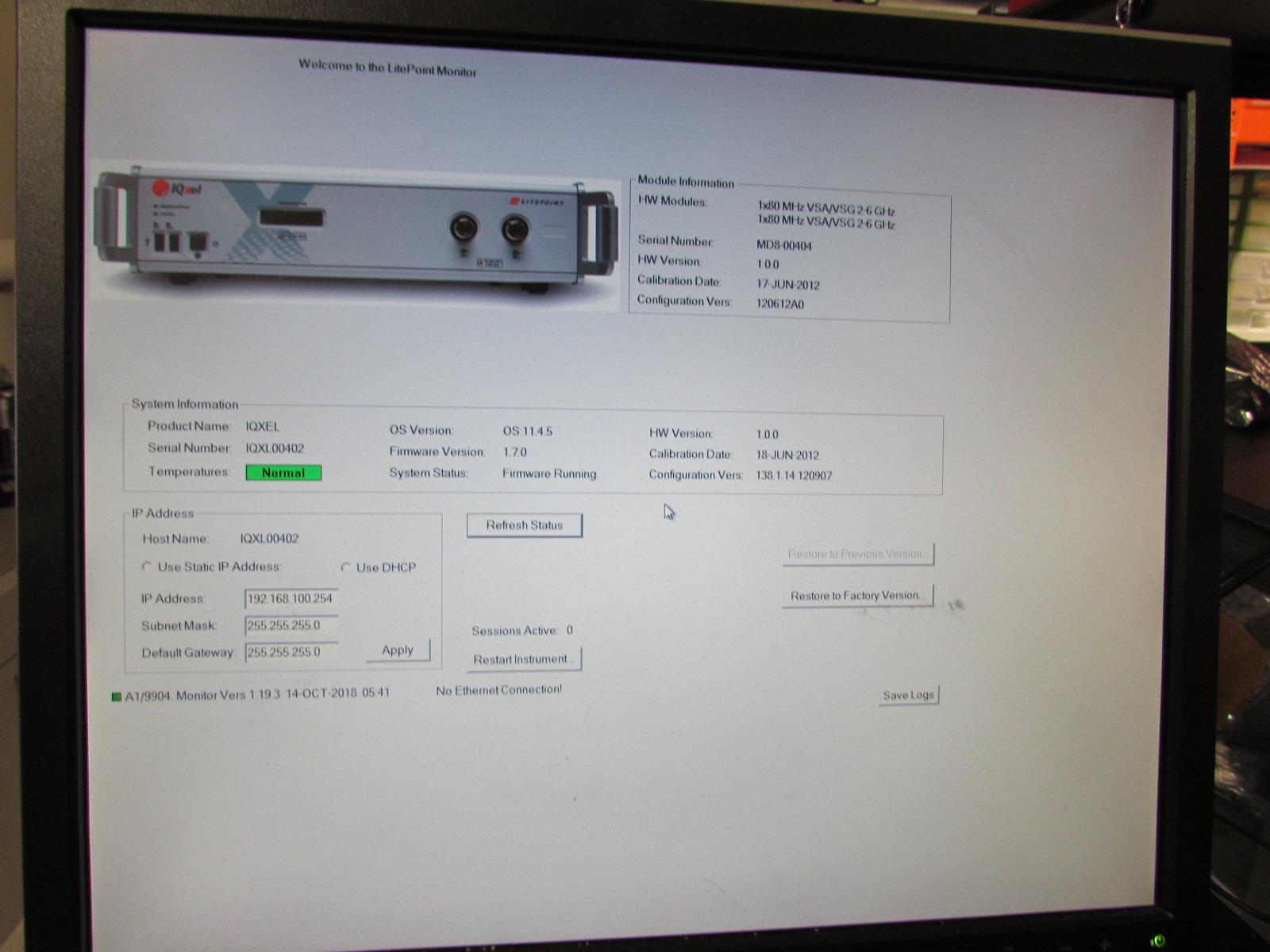 Litepoint Iqxel 80 Test System Wifi Wlan Bluetooth Ref Db Ebay