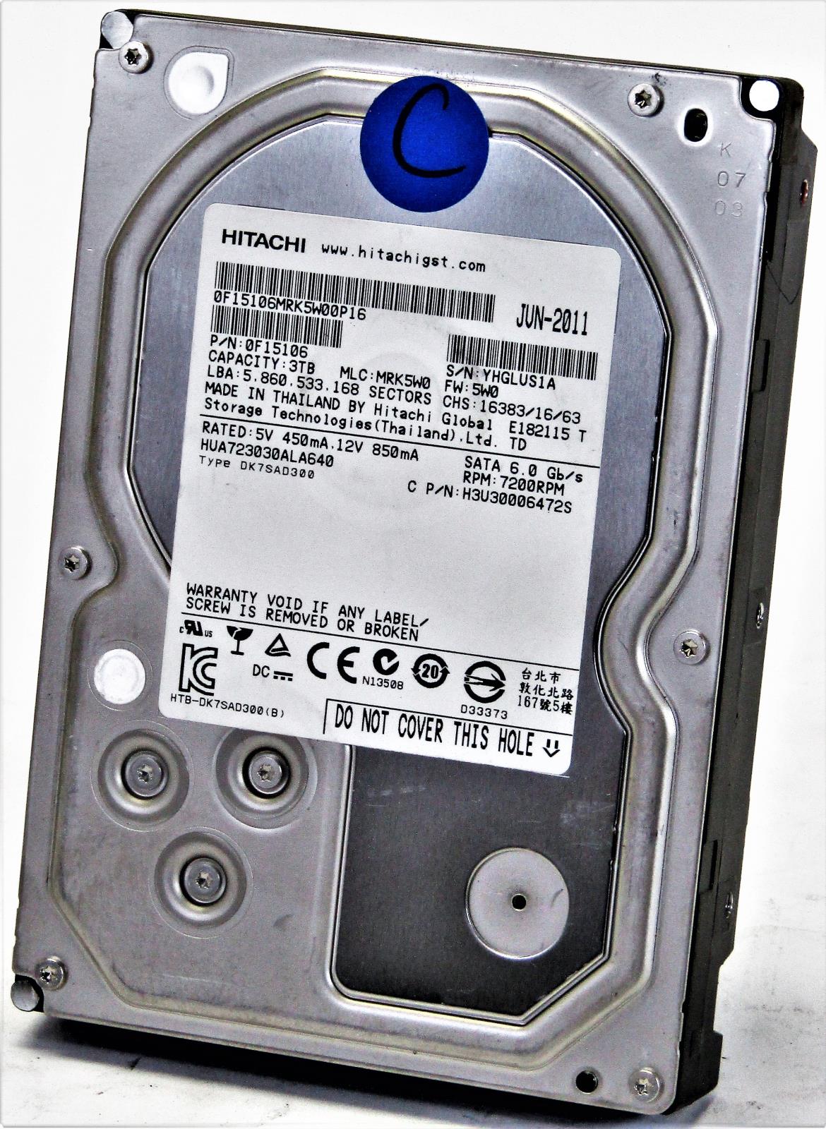Hitachi 3TB HUA723030ALA640 3.5" SATA Desktop Hard Drive | 72K RPM | 6 ...