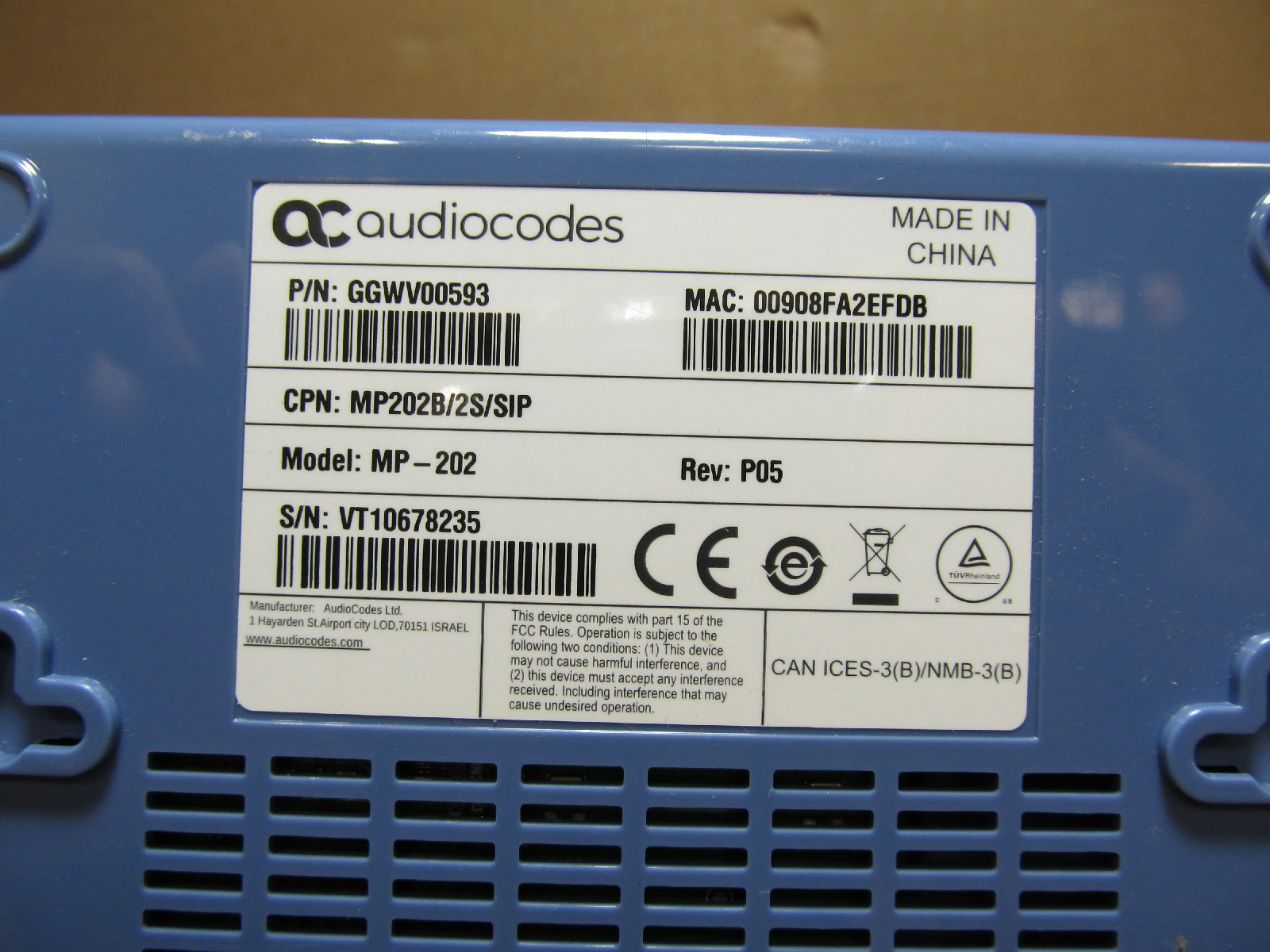 AudioCodes MP-202 GGWV00593 MP202B/2S/SIP Fax Over IP Gateway | eBay