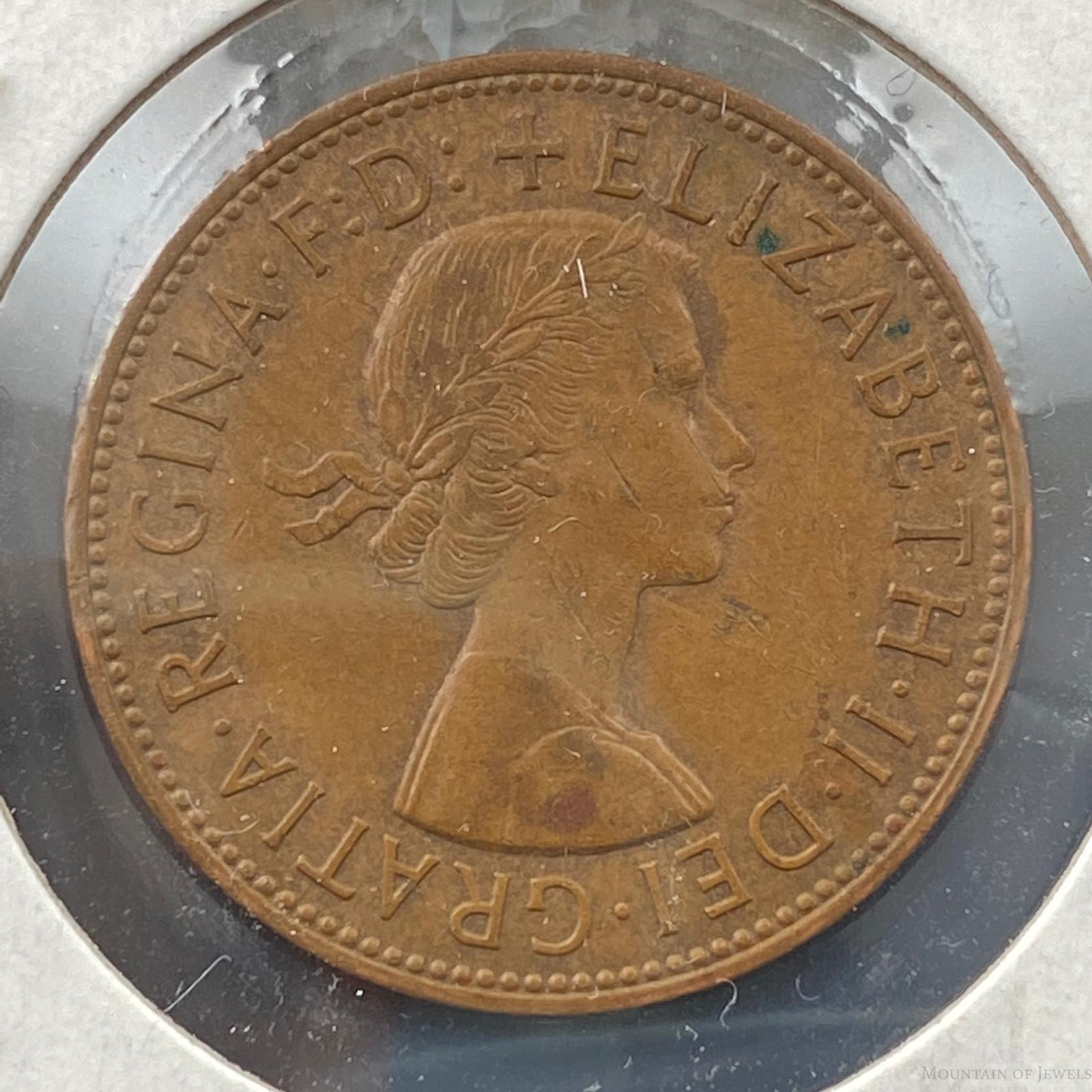 1962 Great Britain One British 1 Penny Queen Elizabeth II Bronze 1962 Great Britain One British 1 Penny Queen Elizabeth II Bronze