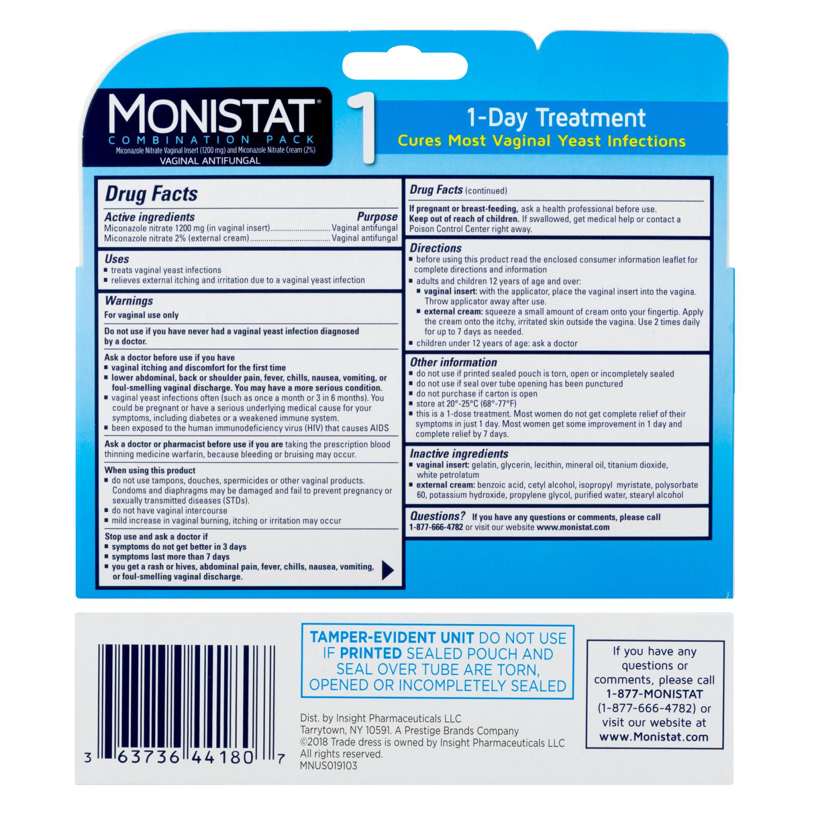 Monistat 1day Yeast Infection Treatment Ovule External