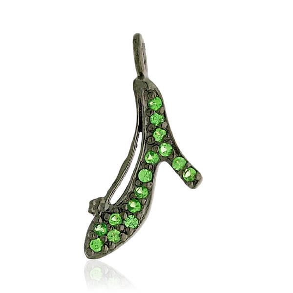 Diamond Tsavorite Designer Charms Silver Jewelry Size 14X9 MM | eBay