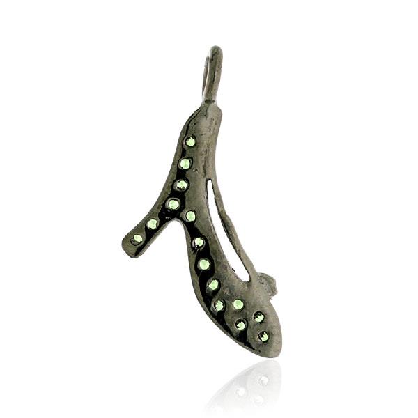 Diamond Tsavorite Designer Charms Silver Jewelry Size 14X9 MM | eBay