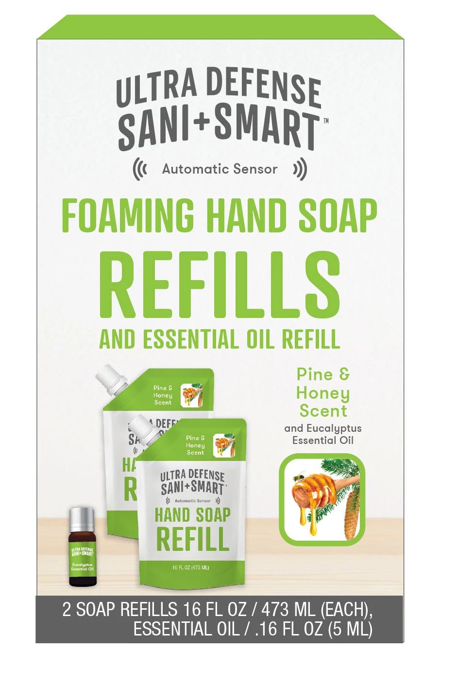 Sani + Smart Foaming Hand Soap Refill 2 Packs - Pine & Honey | eBay