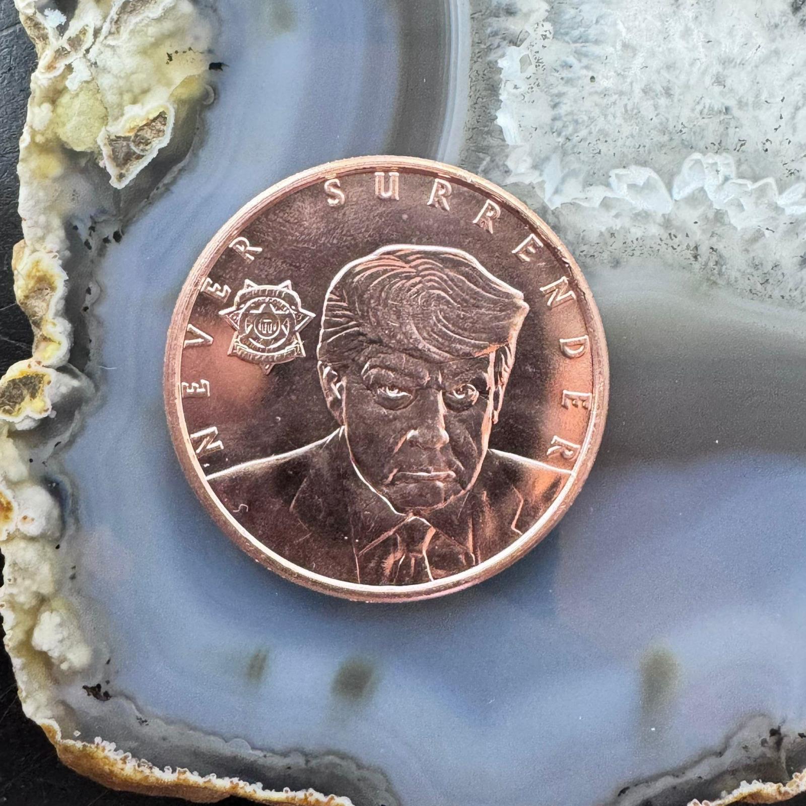 US President Trump Mug Shot "Never Surrender" .999 Fine Copper 1 Oz ...