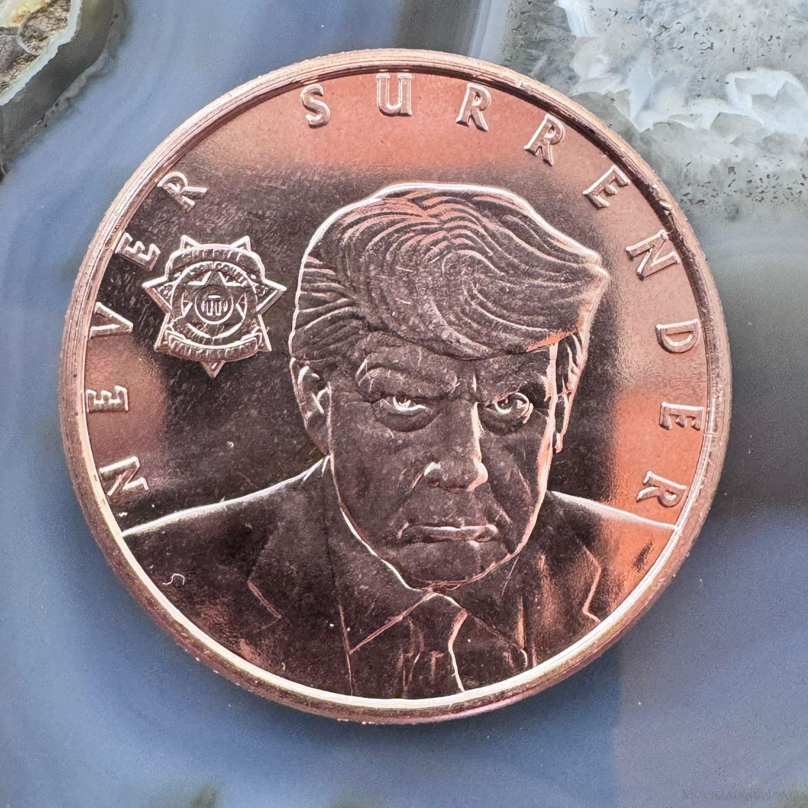 US President Trump Mug Shot "Never Surrender" .999 Fine Copper 1 Oz ...